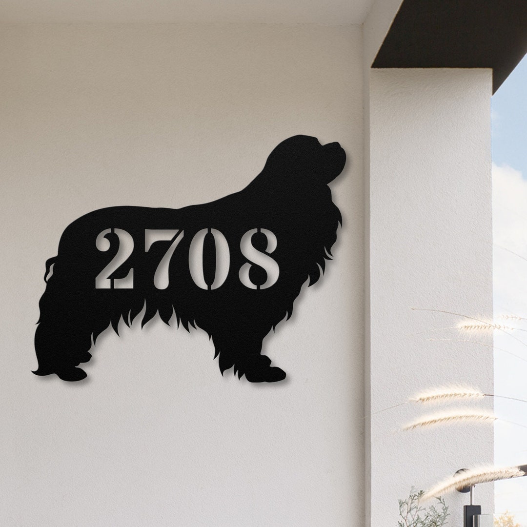 Cavalier King Charles Spaniel Custom House Number Sign, Personalized ...
