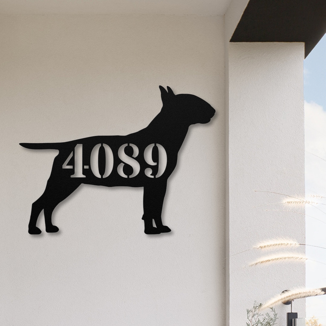 Bull Terrier Custom House Number Sign, Bull Terrier Gifts, Personalized ...