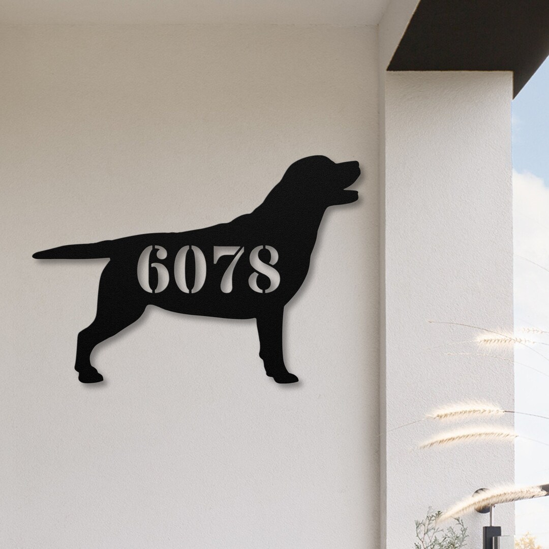 Labrador Retriever Custom House Number Sign, Black Yellow Chocolate Lab ...