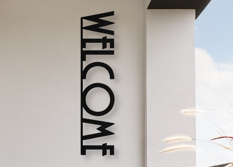 Mid Century Modern Metal Welcome Sign for Front Porch Retro - Etsy