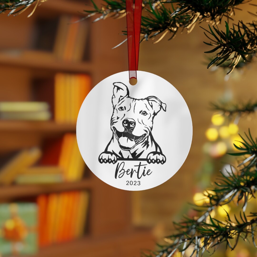 Personalized Pitbull Ornament, Pit Bull Gifts, Peeking Pitbull Custom ...