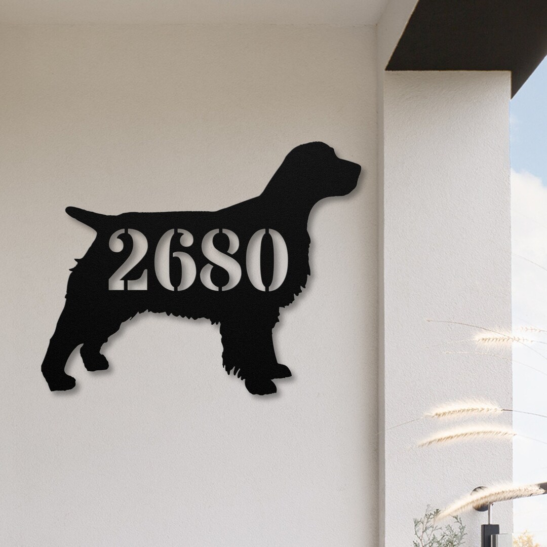 English Springer Spaniel Custom House Number Sign, Springer Spaniel ...