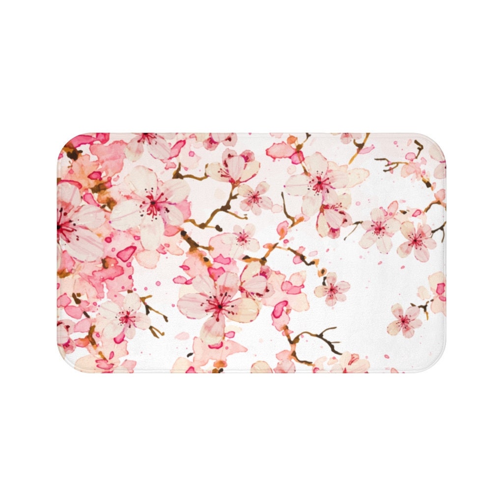 Cherry Blossom Bath Mat Cherry Branches Floral Minimalist - Etsy