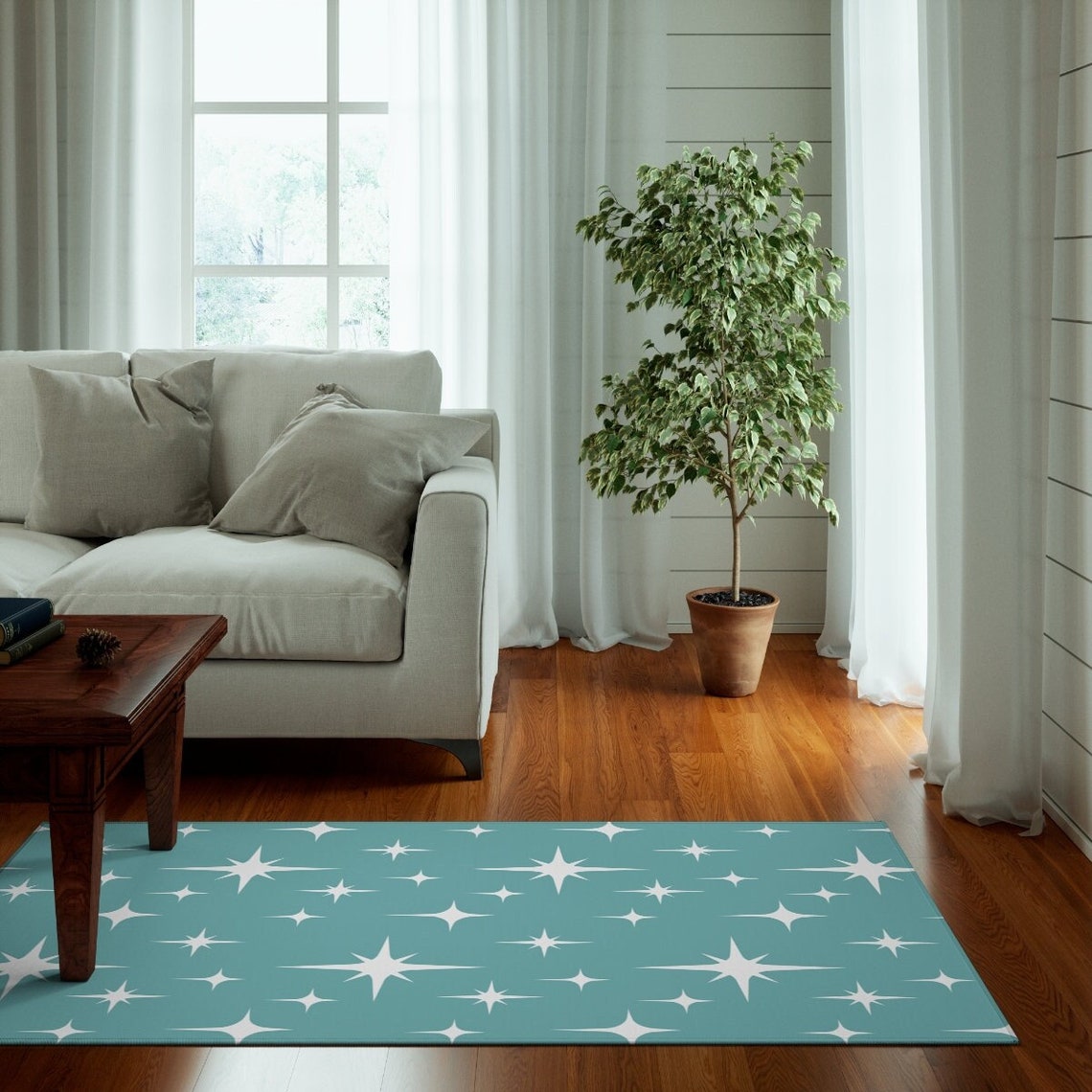 Retro Rug Mid Century Modern Atomic Starburst Area Rug Boho - Etsy