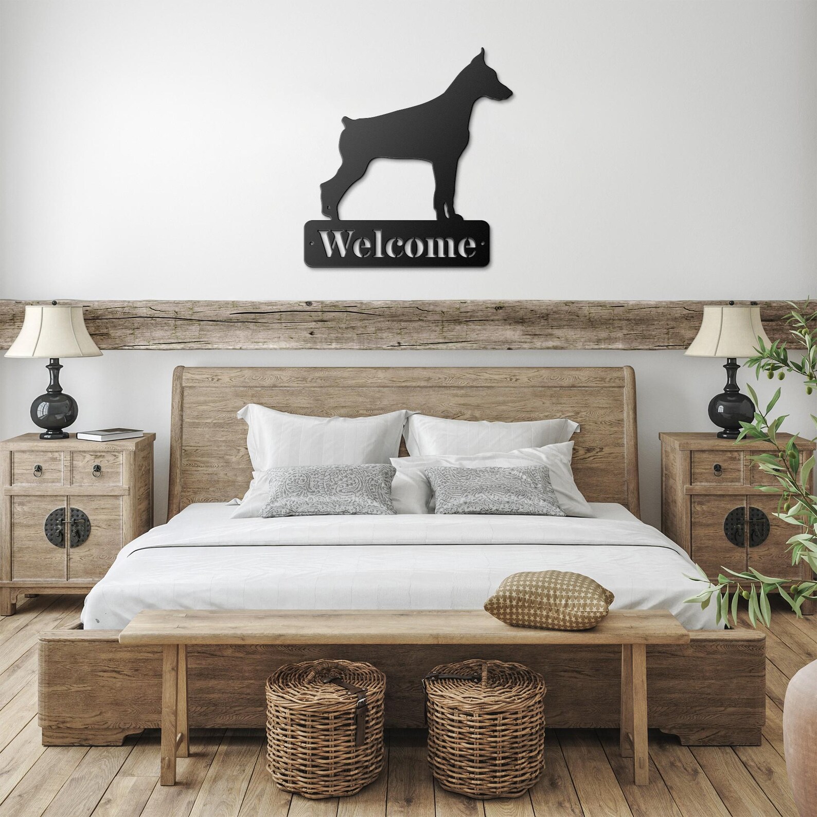Doberman Gifts, Welcome Sign, Custom Doberman Pinscher Silhouette Metal ...