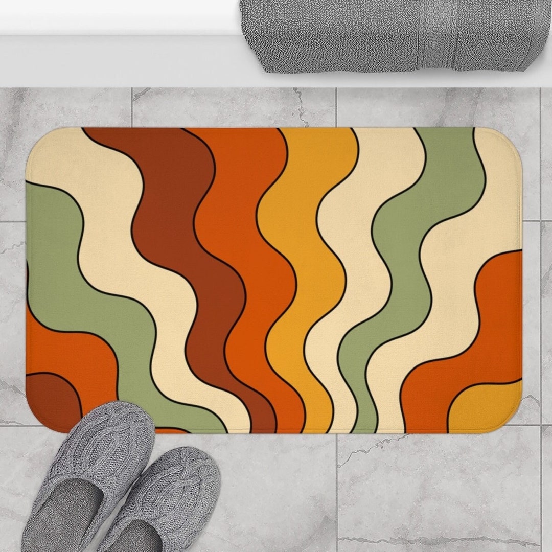 Retro Bath Mat, Funky Bath Rug, 70s Rug, Boho Shower Mat, Groovy 60s ...