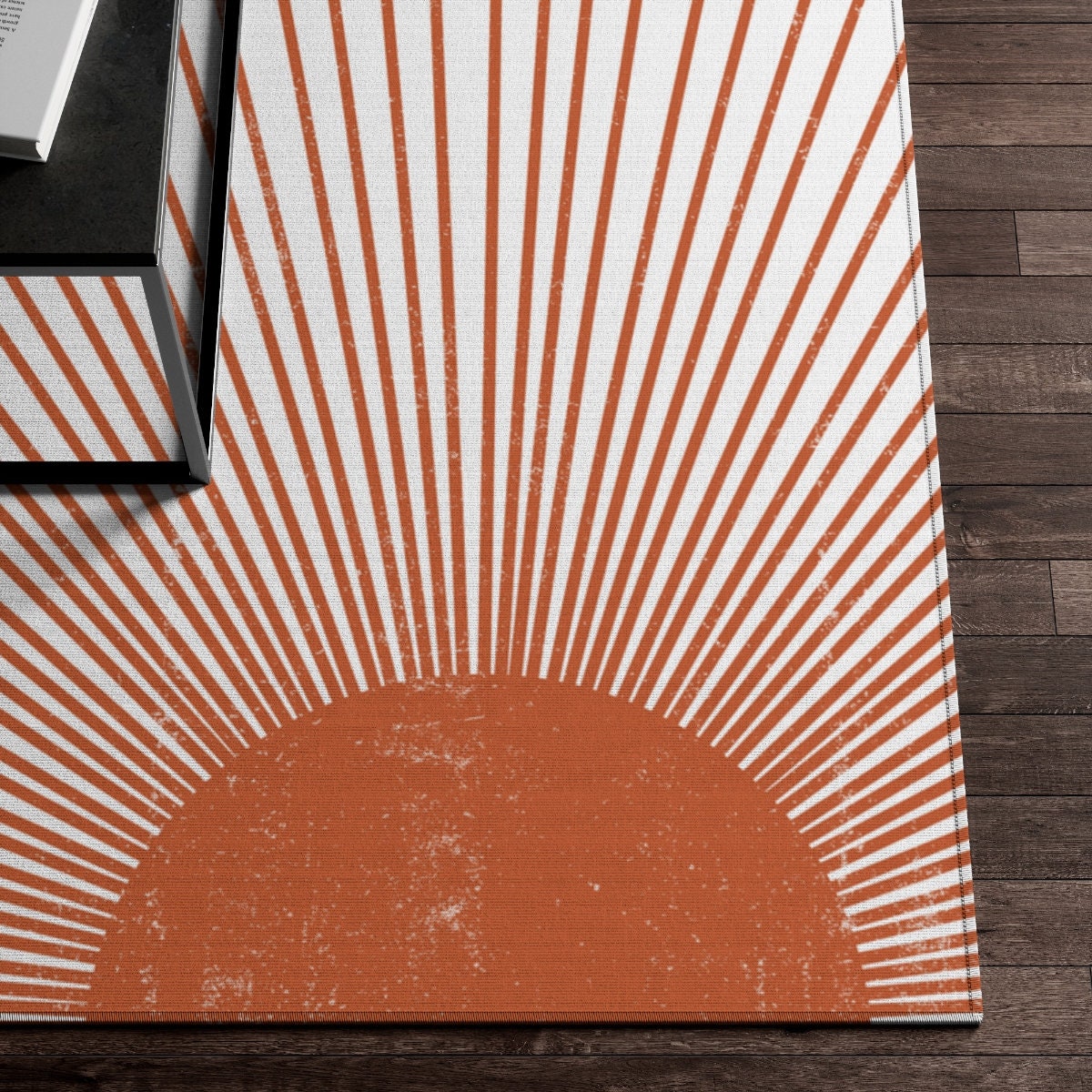 Boho Rug Mid Century Modern Sun Area Rug Terracotta Burnt - Etsy