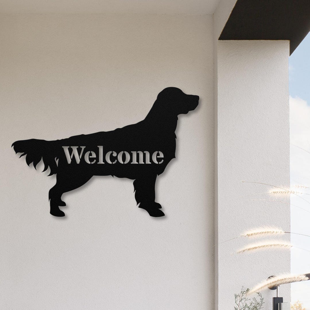 Golden Retriever Gifts, Welcome Sign, Golden Retriever Art Silhouette ...