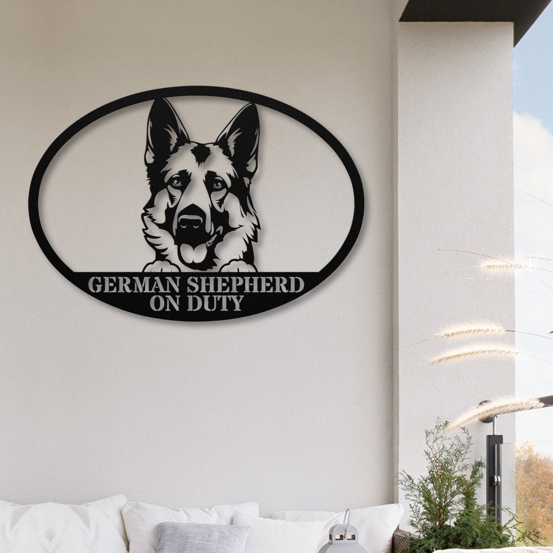 German Shepherd on Duty Metal Sign, German Shepherd Gift, Beware of Dog ...