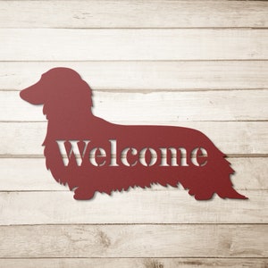 Long Haired Dachshund Welcome Sign for Front Porch, Dachshund Gift ...