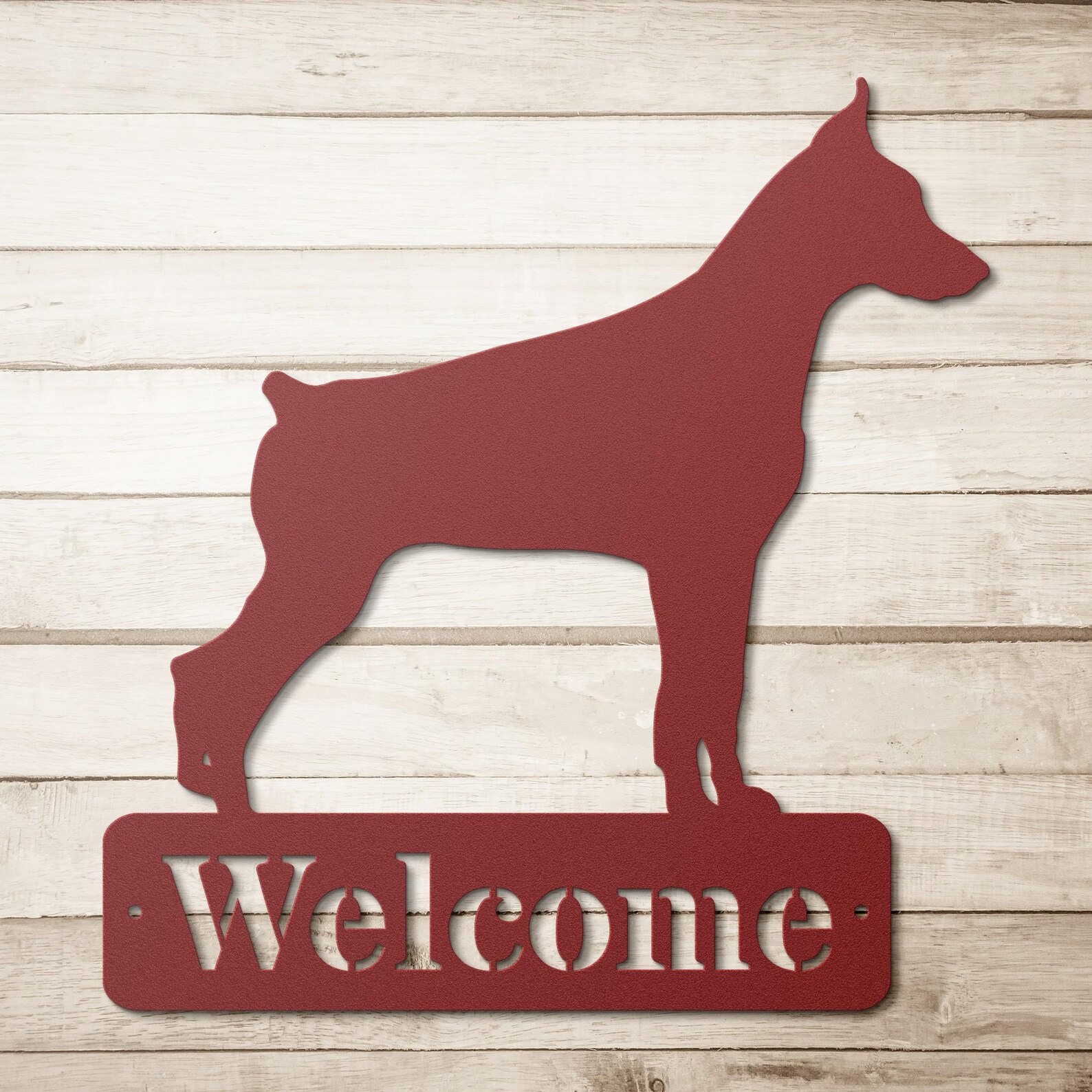Doberman Gifts, Welcome Sign, Custom Doberman Pinscher Silhouette Metal ...