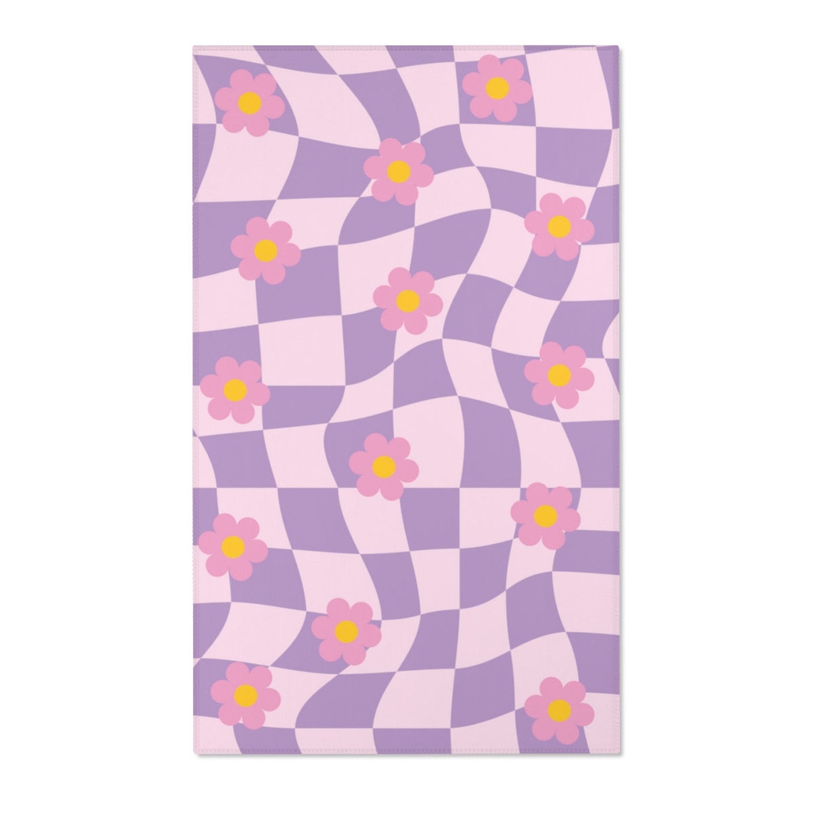 Purple Pink Checkered Rug Checkerboard Flower Rug Cute Rug - Etsy
