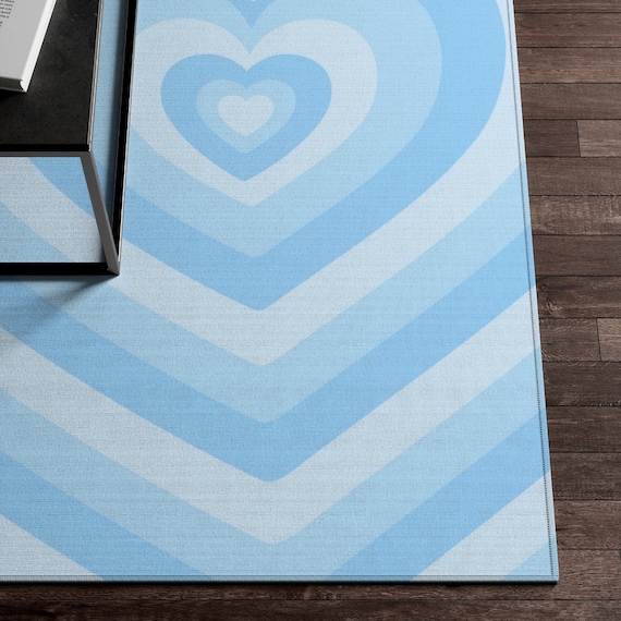 Light Blue Hearts Indie Aesthetic Boho Rug Danish Pastel Room - Etsy