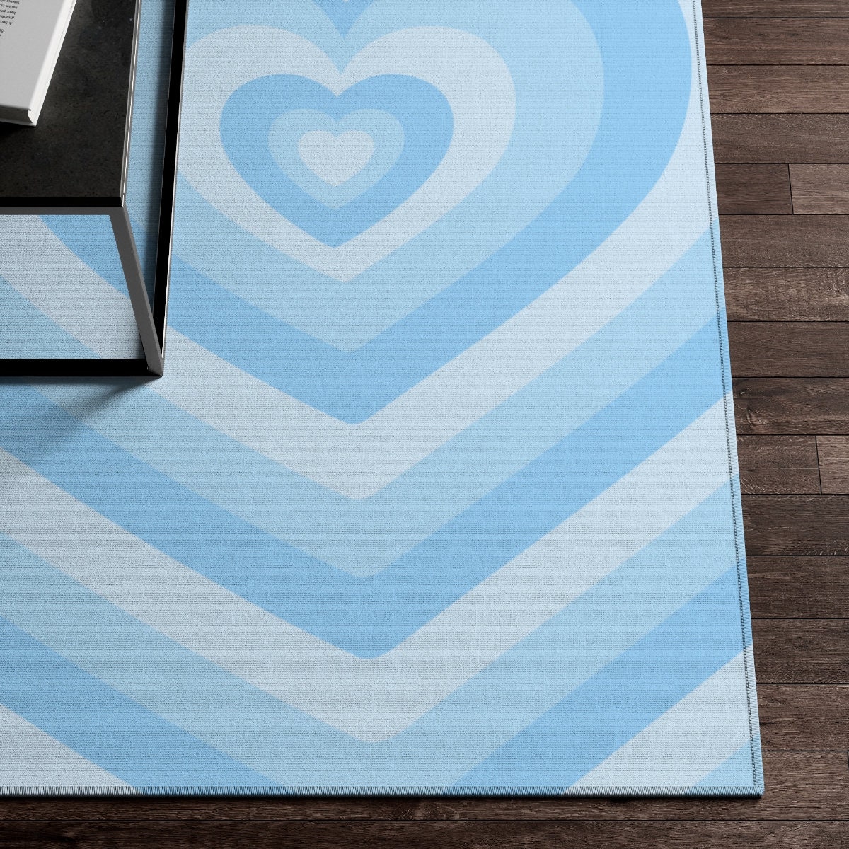 Light Blue Hearts Indie Aesthetic Boho Rug, Danish Pastel Room Decor ...