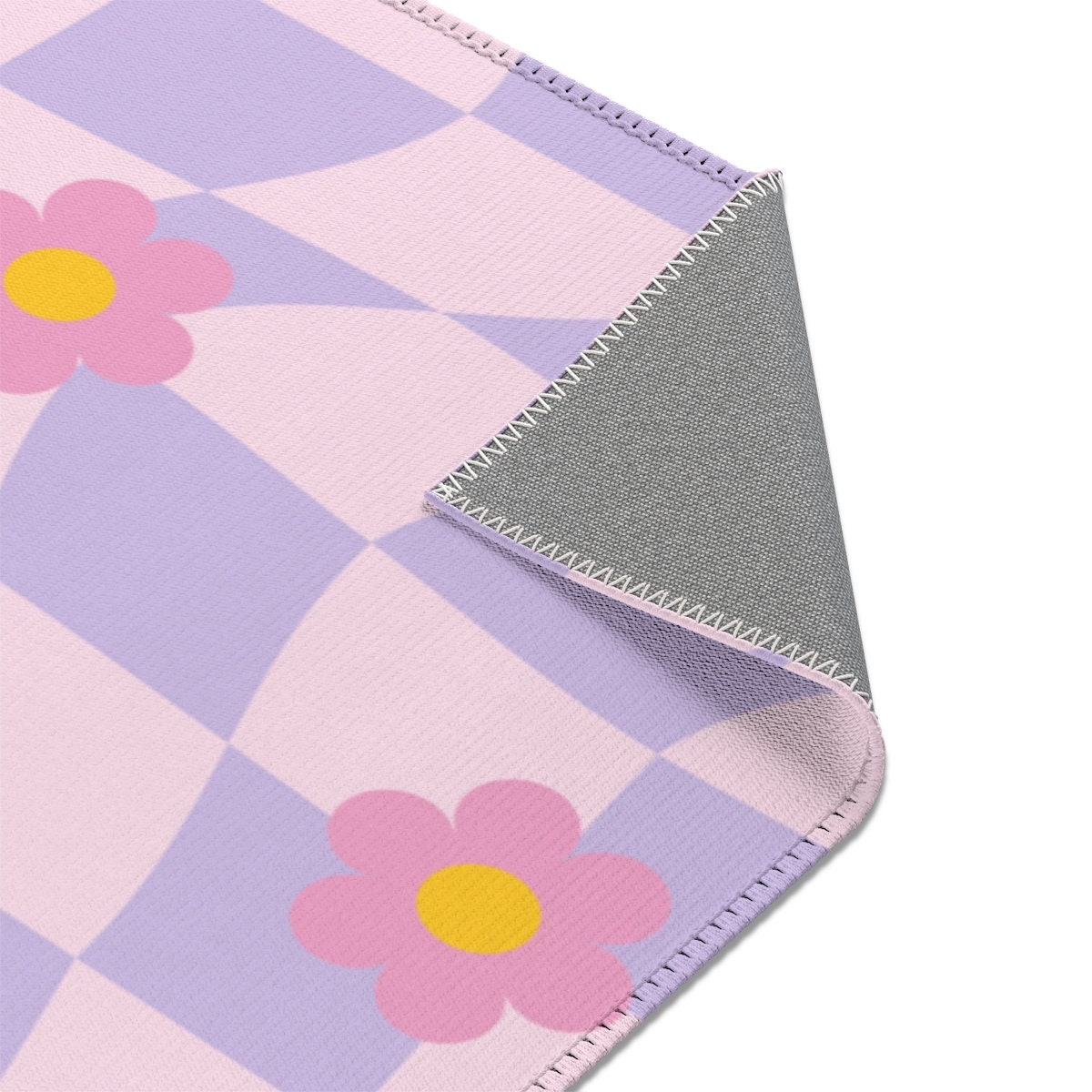 Checkered Rug Purple Blush Pink Checkerboard Flower Rug Cute - Etsy