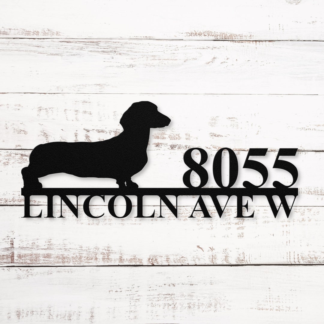Dachshund Custom Metal Address Sign for House, Dachshund Gifts, Modern ...