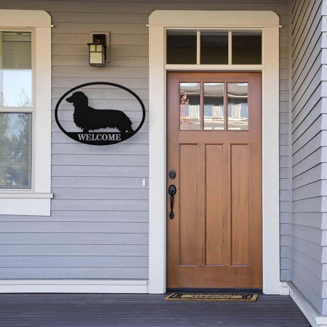 Long Haired Dachshund Welcome Sign for Front Porch, Dachshund Gift ...