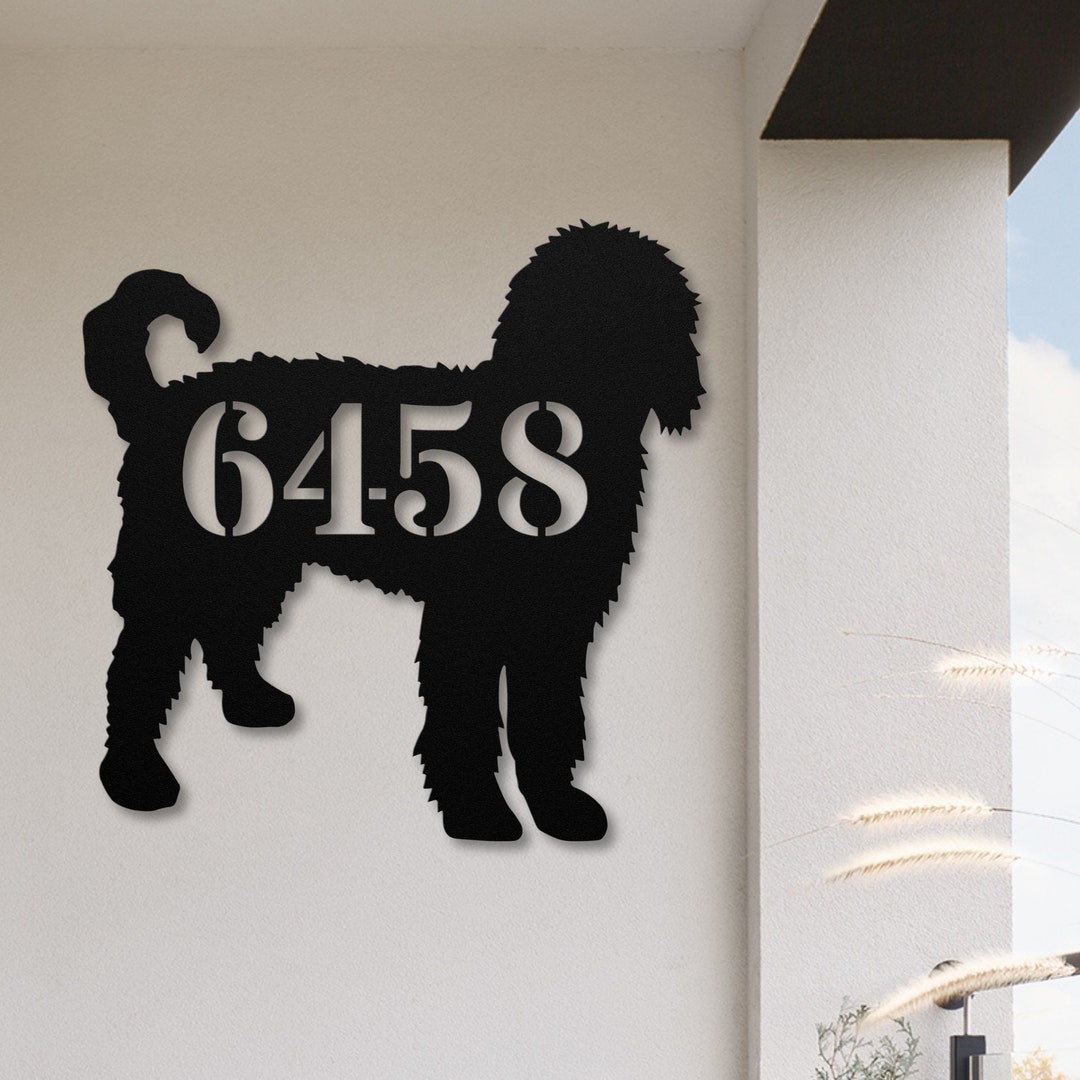 Goldendoodle Custom House Number Sign, Goldendoodle Gifts, Personalized ...