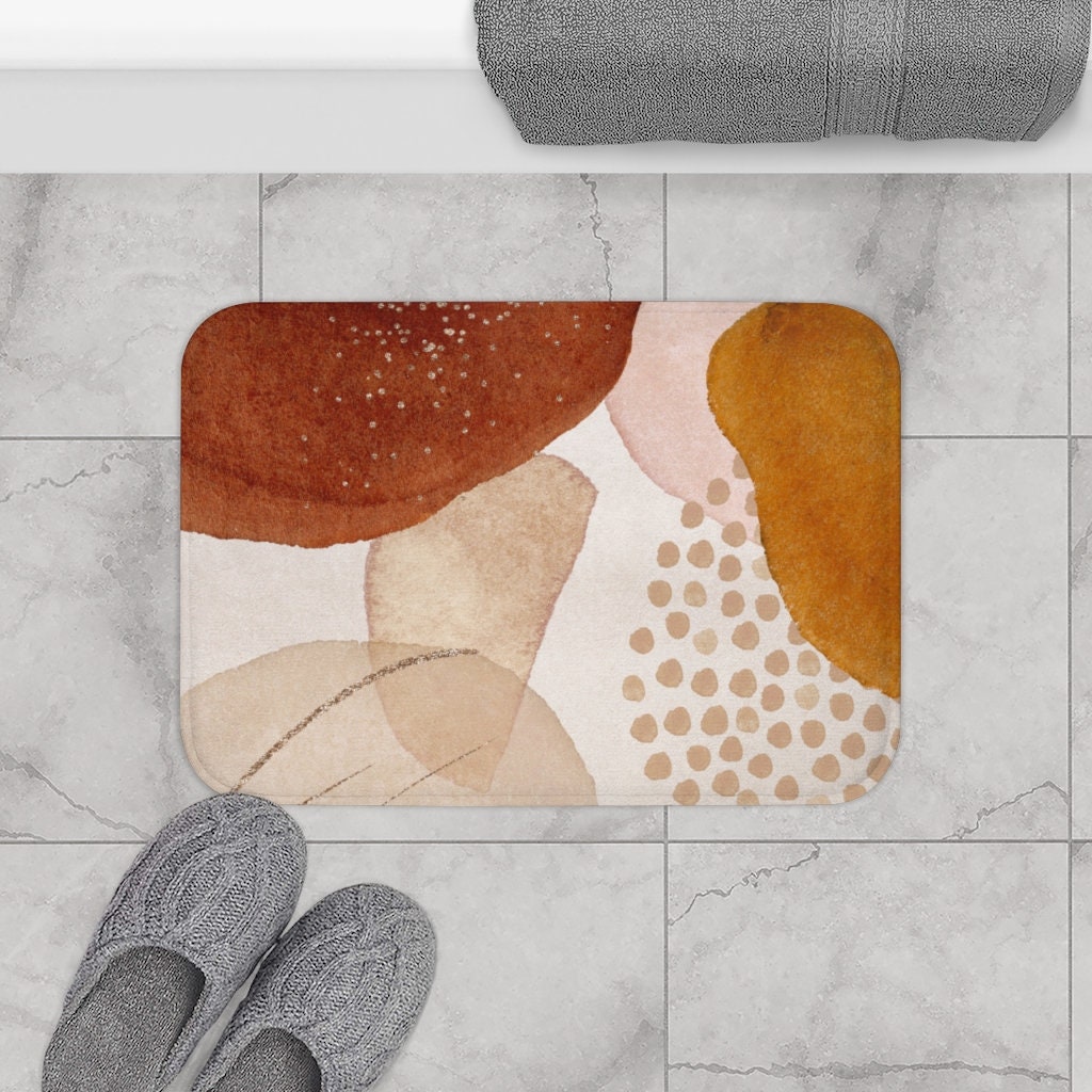 Abstract Art Bath Mat Non-slip Modern Bath Rug With Organic | Etsy