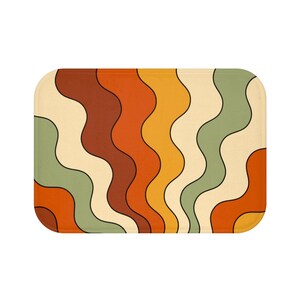Retro Bath Mat, Funky Bath Rug, 70s Rug, Boho Shower Mat, Groovy 60s ...