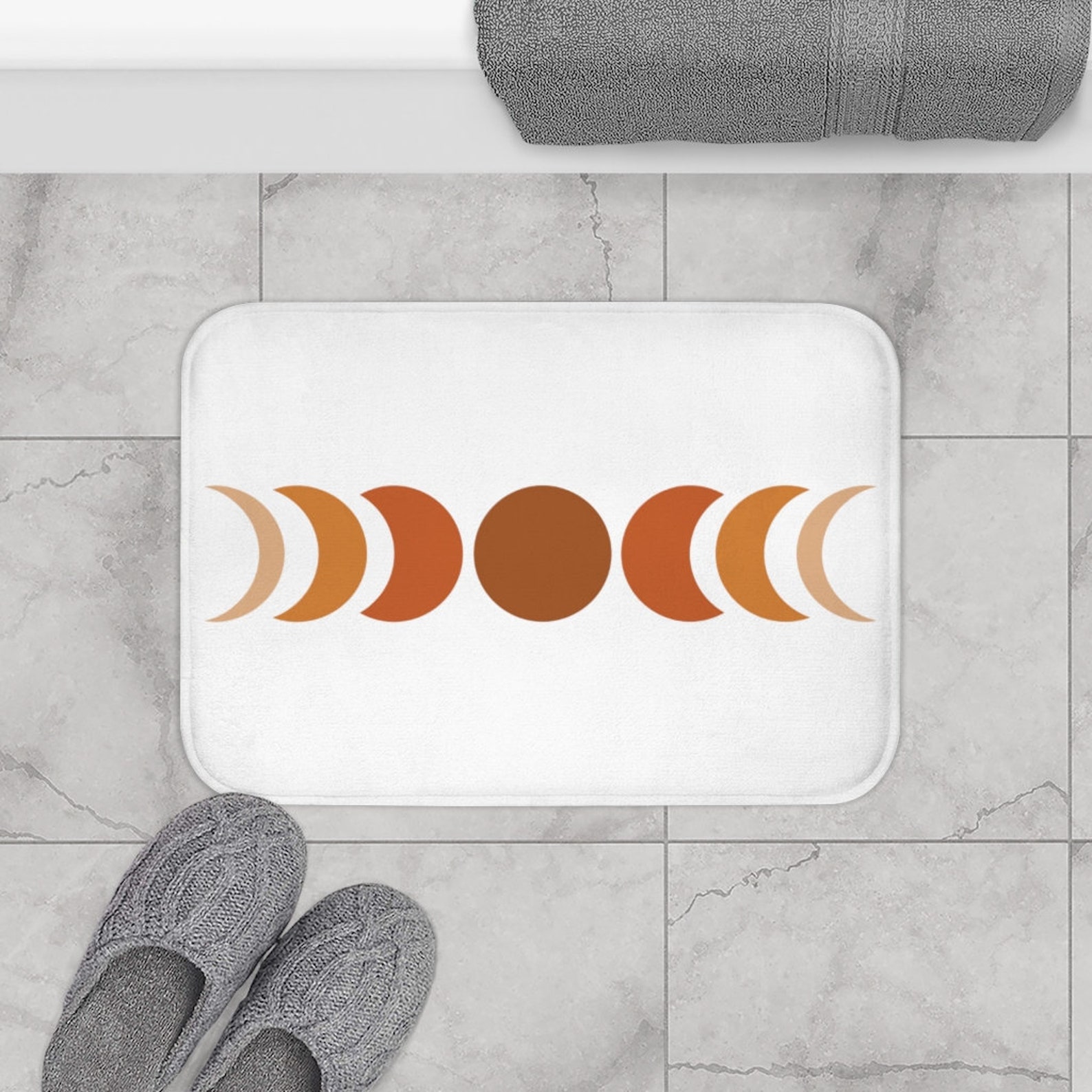 Moon Phases Boho Bath Mat Burnt Orange Moons Bohemian Bath - Etsy