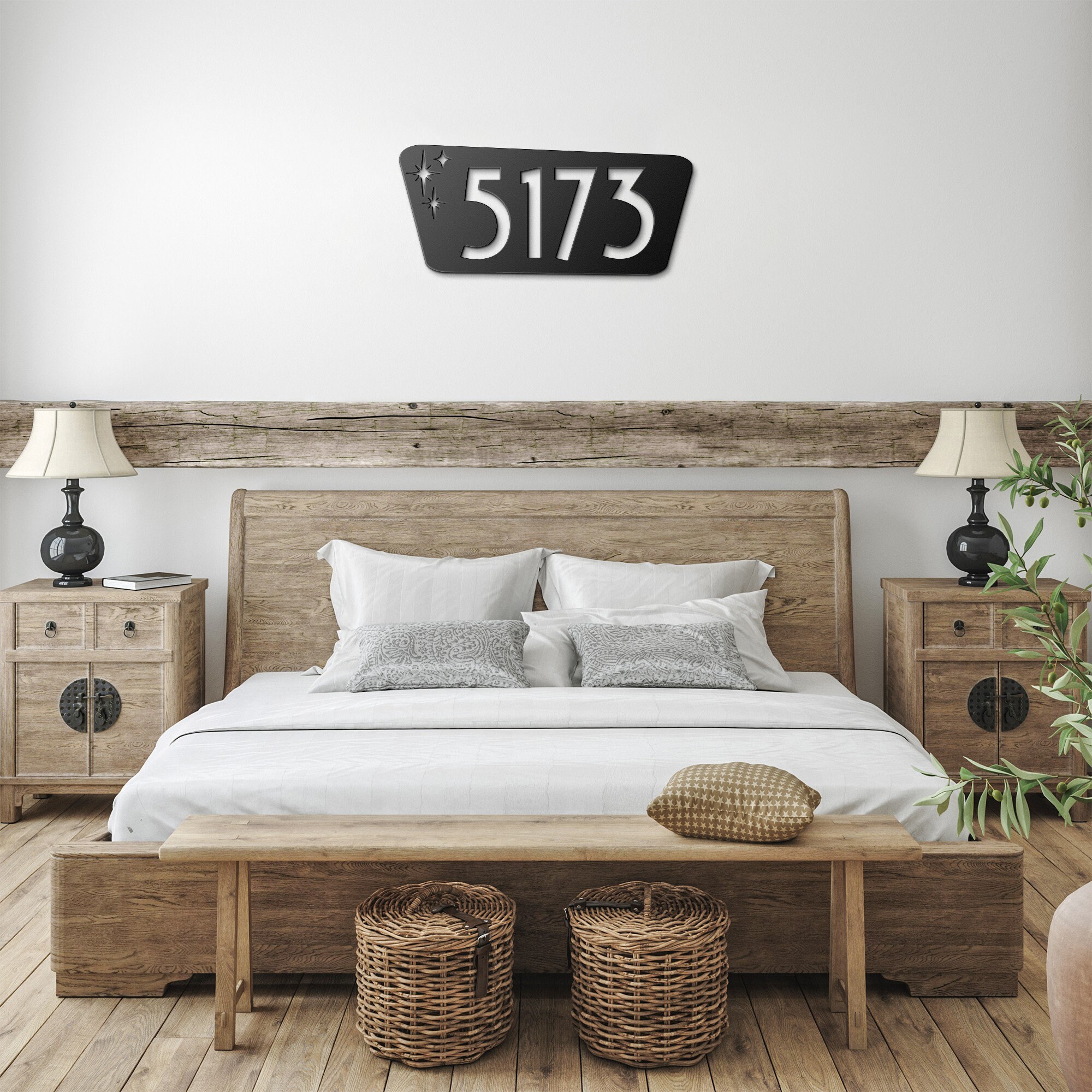 Mid Century Modern Custom House Number Sign, Mcm Atomic Starburst Metal ...