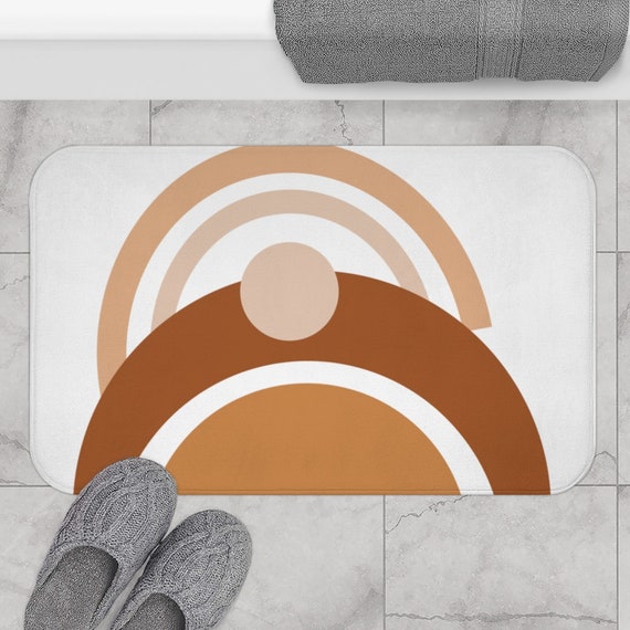 Boho Bath Mat Terracotta Abstract Mid Century Modern Bath | Etsy