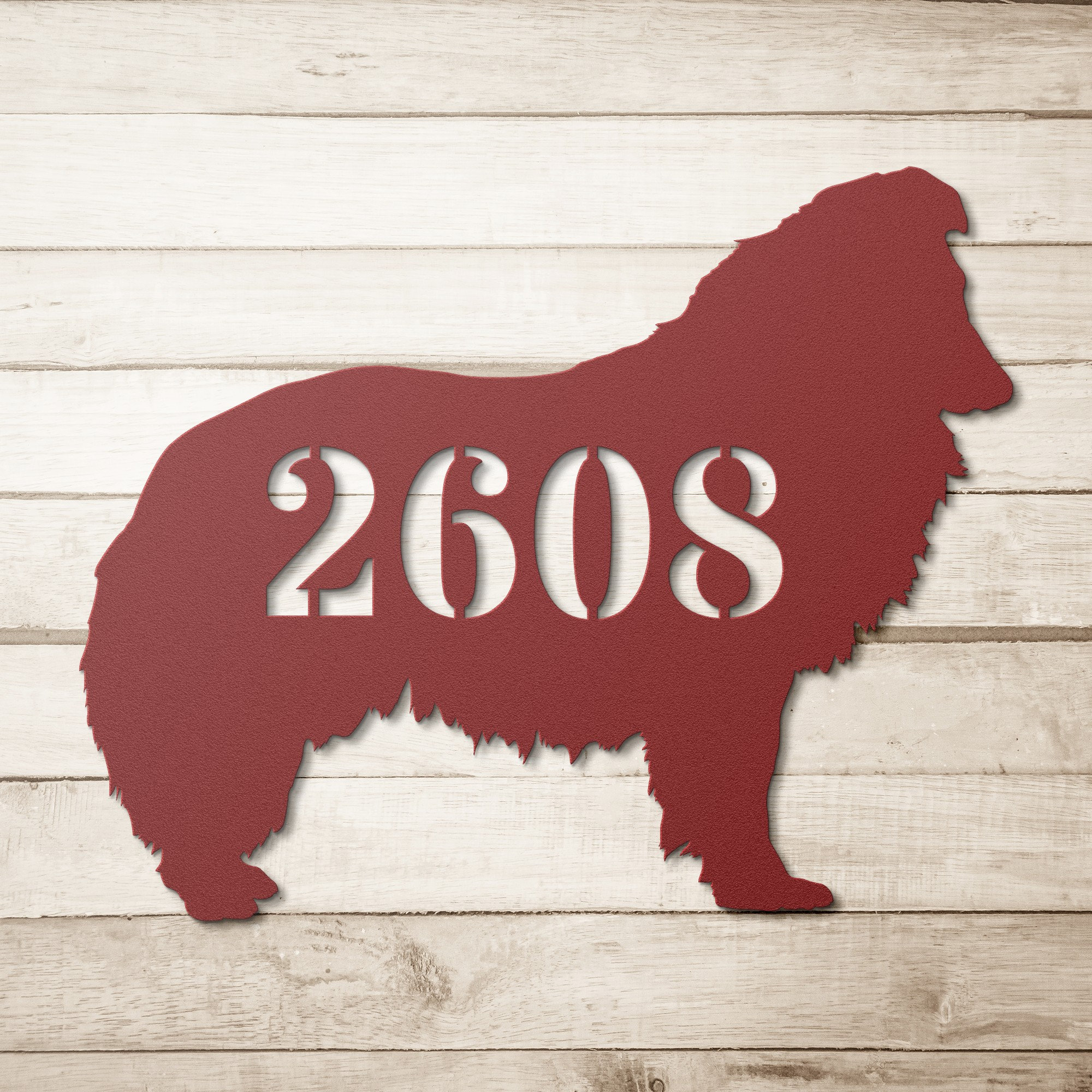 Sheltie Custom House Number Sign, Shetland Sheepdog Gifts, Personalized ...