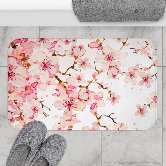 Cherry Blossom Bath Mat Cherry Branches Floral Minimalist - Etsy