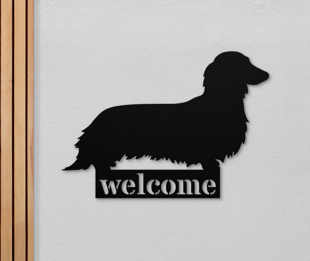 Long Haired Dachshund Welcome Sign for Front Porch, Dachshund Gift ...