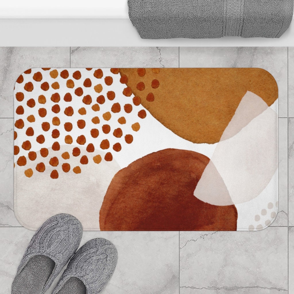 Abstract Art Bath Mat, Non-slip Modern Boho Chic Bath Rug With Organic ...