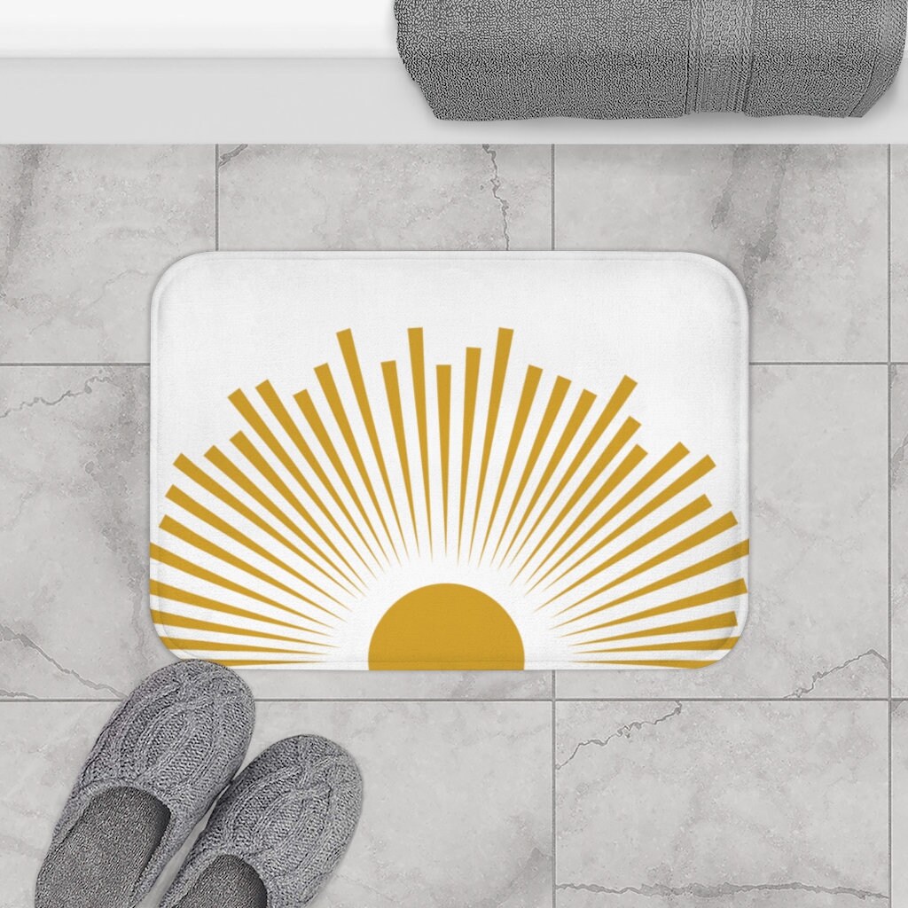 Boho Bath Mat Mid Century Modern Sunburst Bohemian Bath Mat | Etsy
