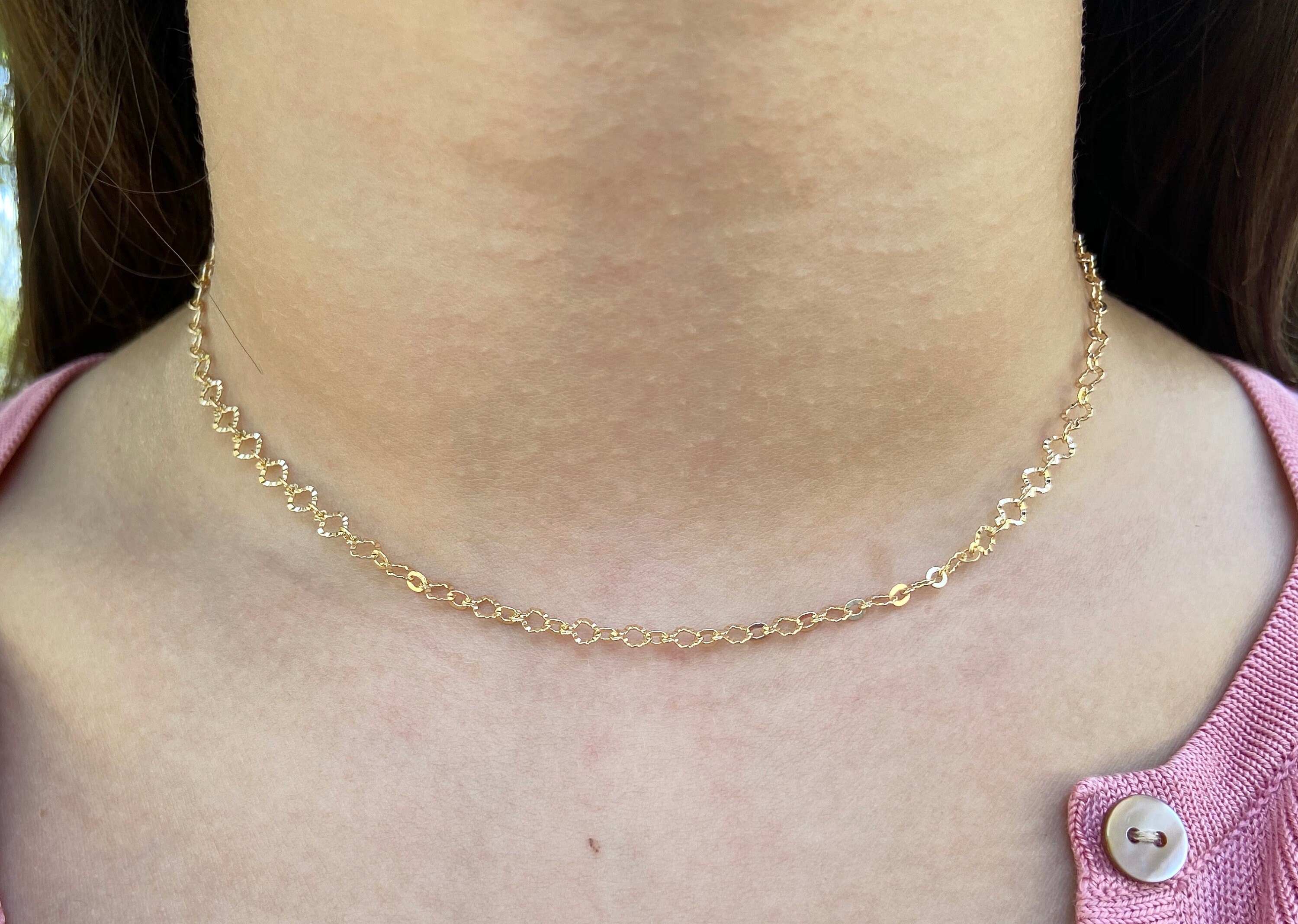 18K Gold Plated Fancy Cut Heart Chain Layering Necklace Gold | Etsy