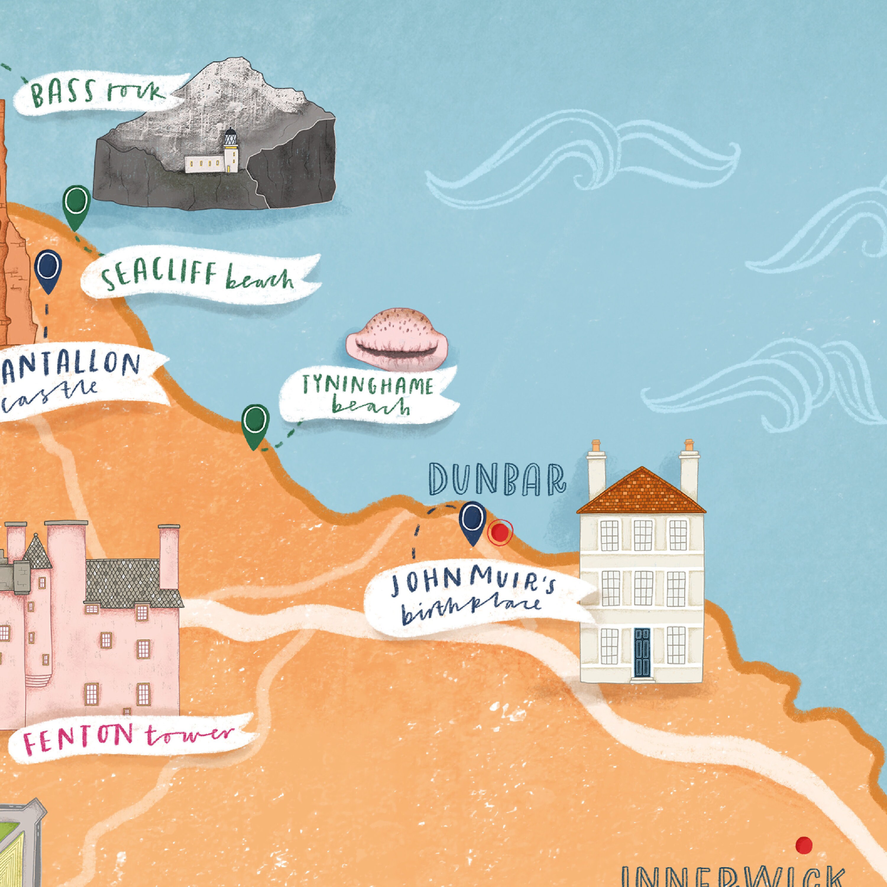 East Lothian Map A3 Print - Etsy
