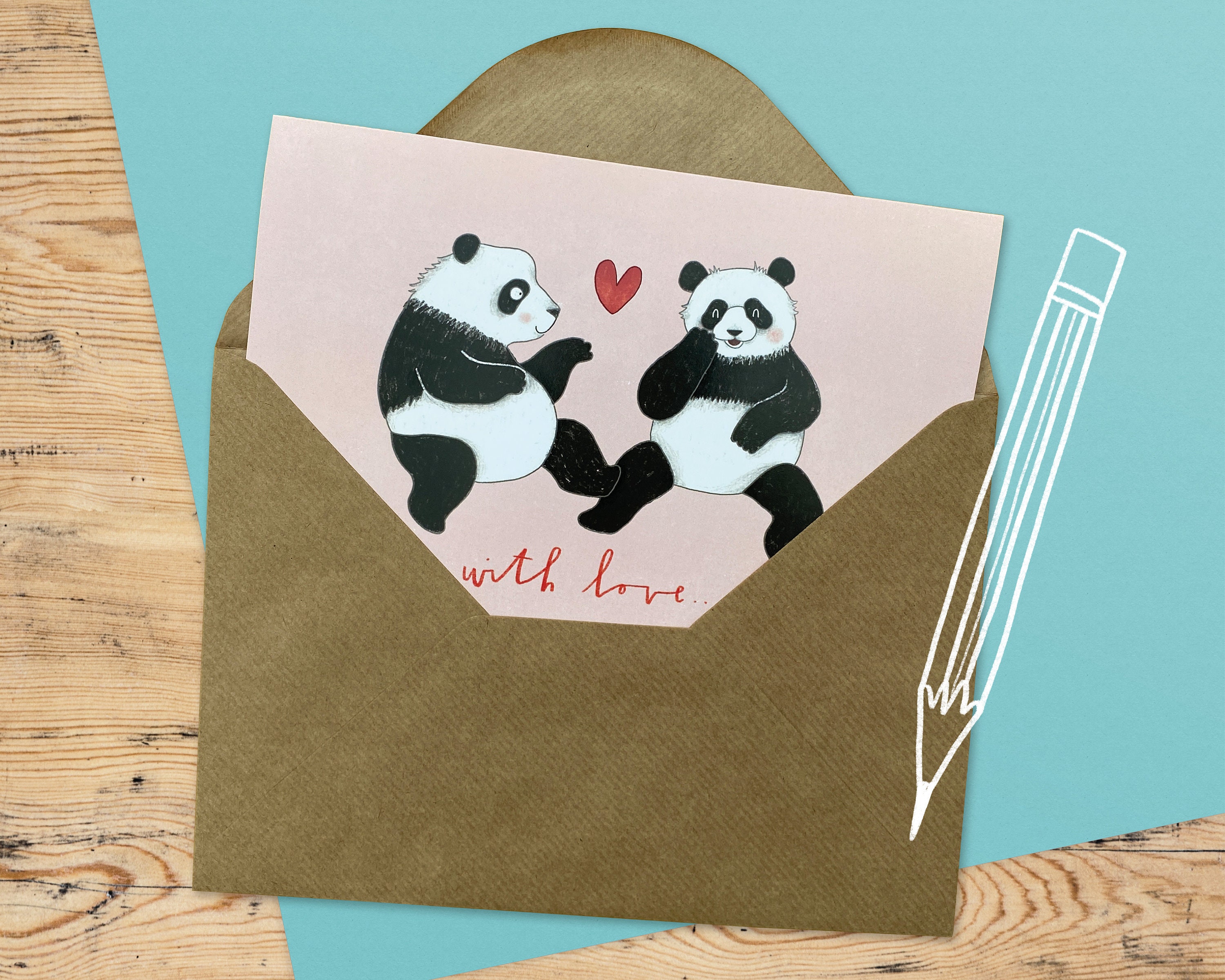 Pandas With Love A5 Greetings Card - Etsy