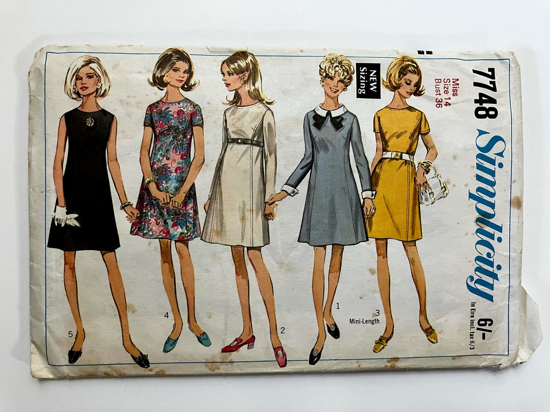 Vintage Simplicity 7748 Sewing Pattern 1968 Misses' Dress With ...