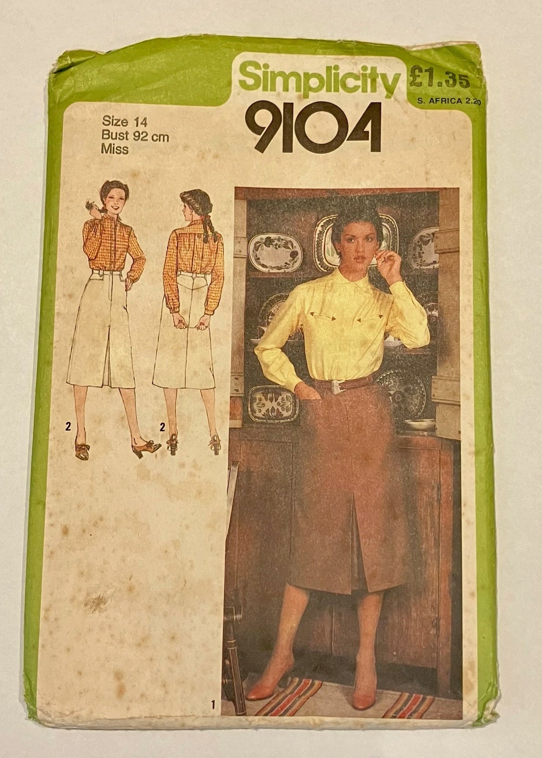 Simplicity 9104 Vintage Sewing Pattern, UNCUT Size 14 Western Shirt and ...