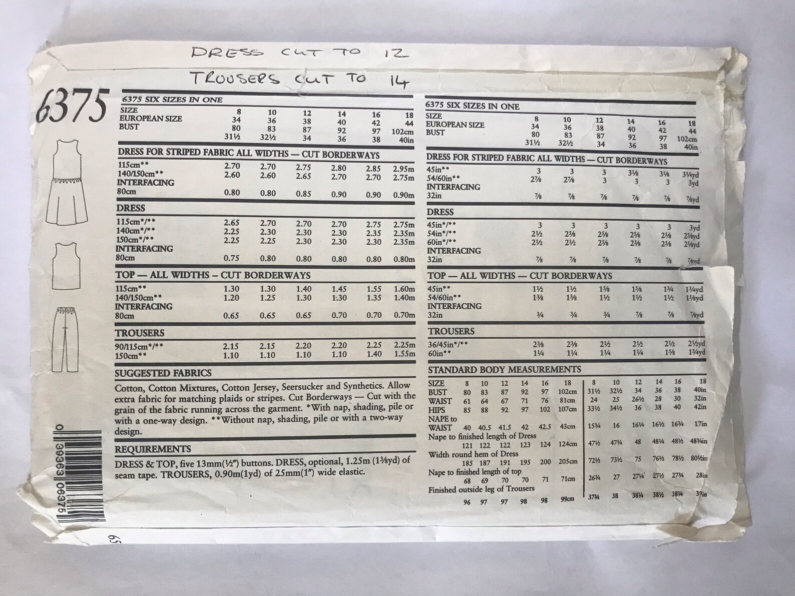 New Look 6375 Sewing Pattern Dress, Top and Trousers Vintage Retro ...