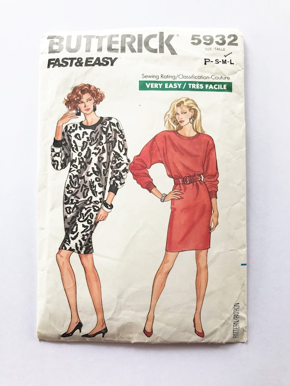 1987 Butterick 5932 1980s Dress Sewing Pattern Vintage Very | Etsy
