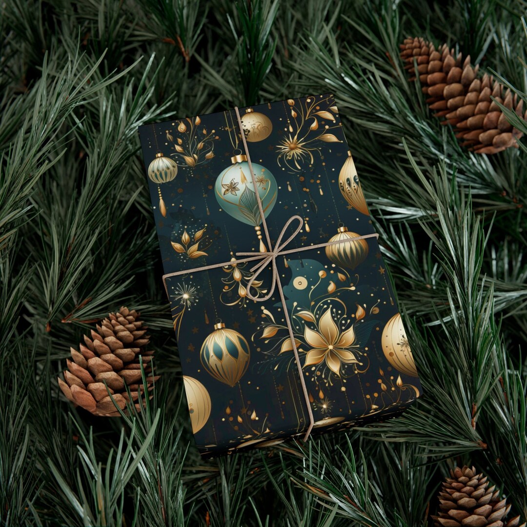 Gift Wrapping Paper: Elegant Gold Ornaments Eco-friendly Sustainable ...