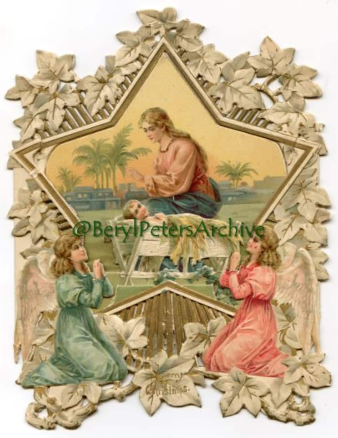 Christmas Nativity Scene. Jesus in His Manger. Vintage/victorian ...