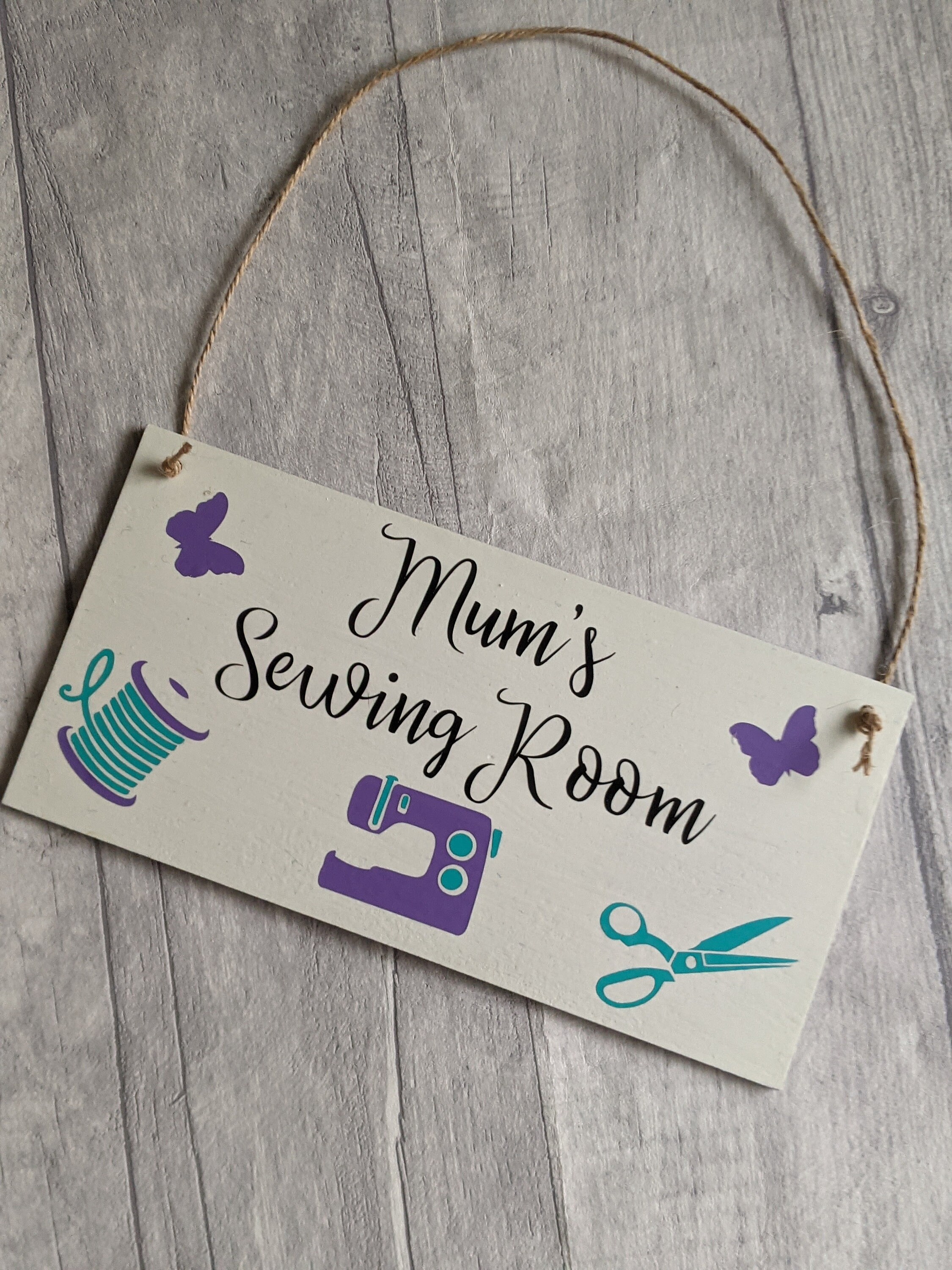 Personalised Sewing Room Sign, Custom Name Stitching Shed Sign ...