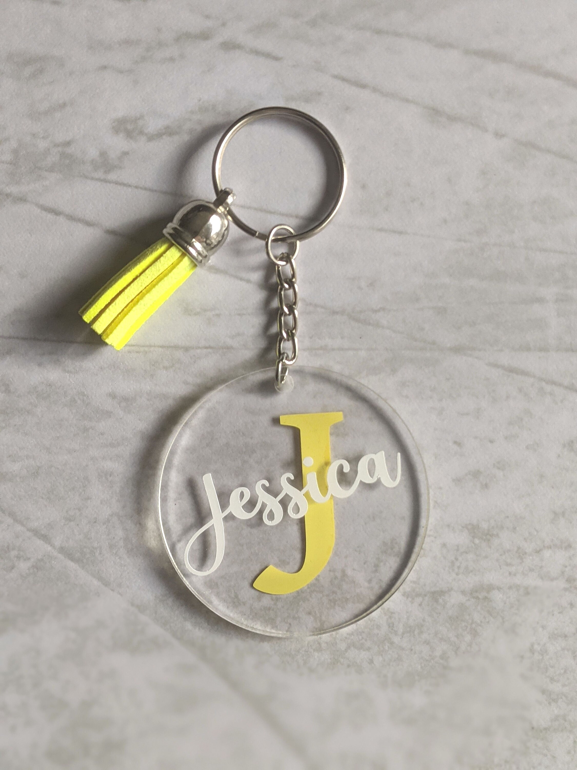 Personalised Colour Initial Keyring With Name, Monogram Keyring, Custom ...