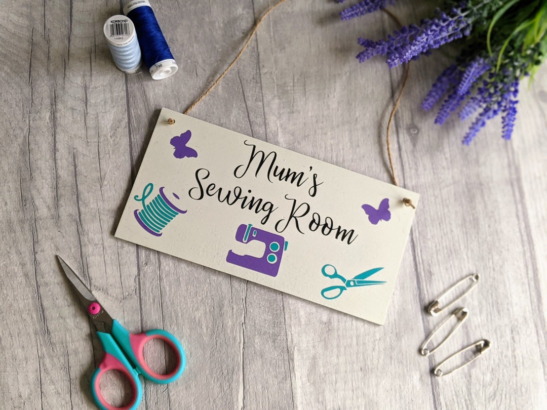 Personalised Sewing Room Sign, Custom Name Stitching Shed Sign ...