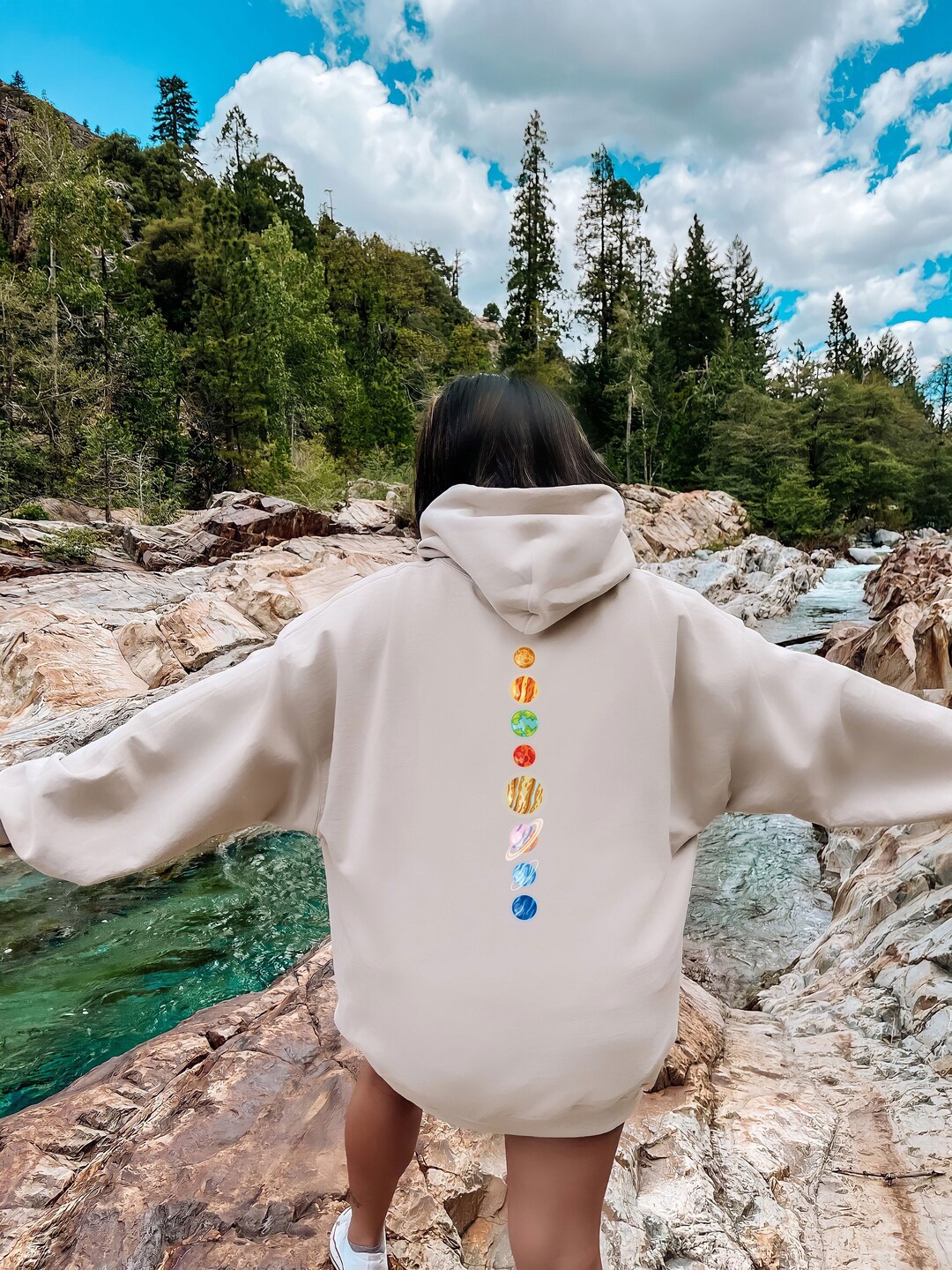 Nine Planets Universe Solar System Print Hoodies, Women Men Hoodies ...