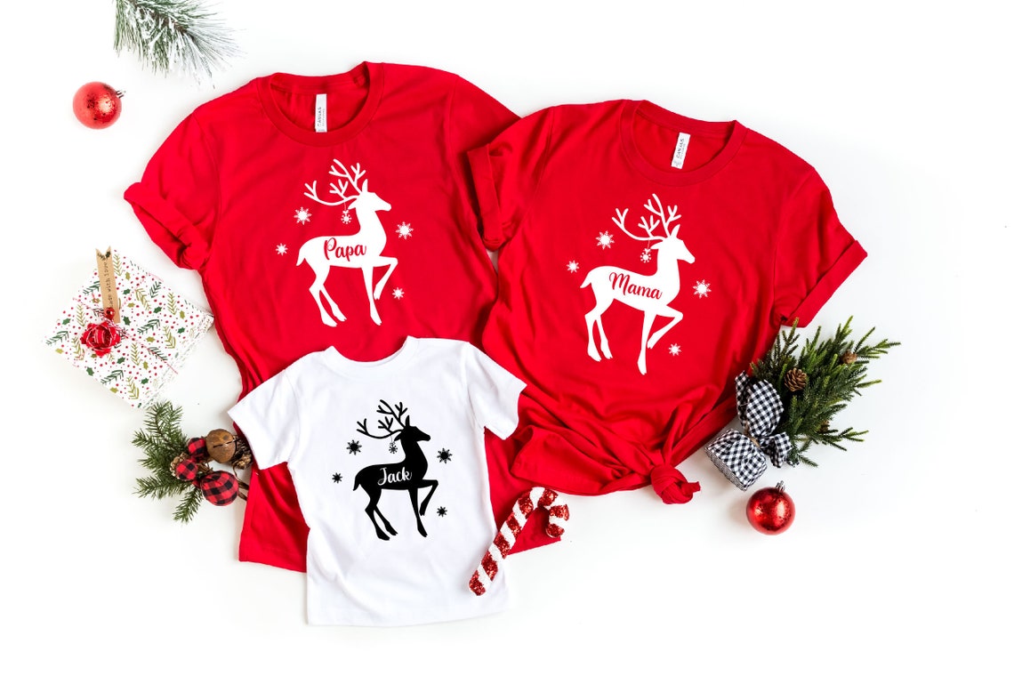 Personalized Reindeer Family Shirts Custom Christmas Shirt - Etsy