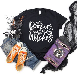 Boozin With My Witches Shirt, Halloween Wine Shirt, Haloween Witch ...