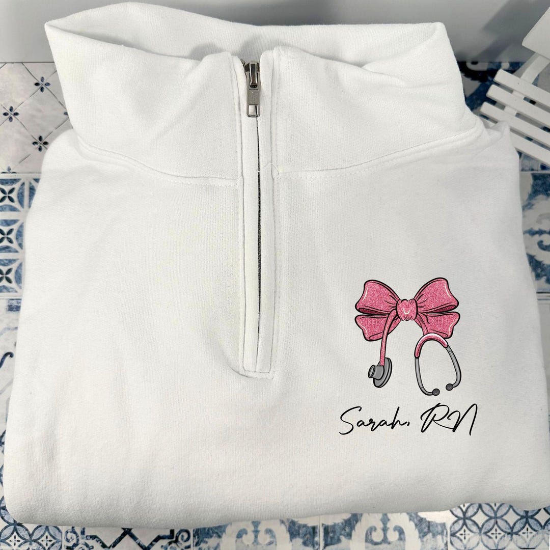 Custom Nurse Quarter Zip Sweatshirt, Custom Name Zip Sweatshirt ...