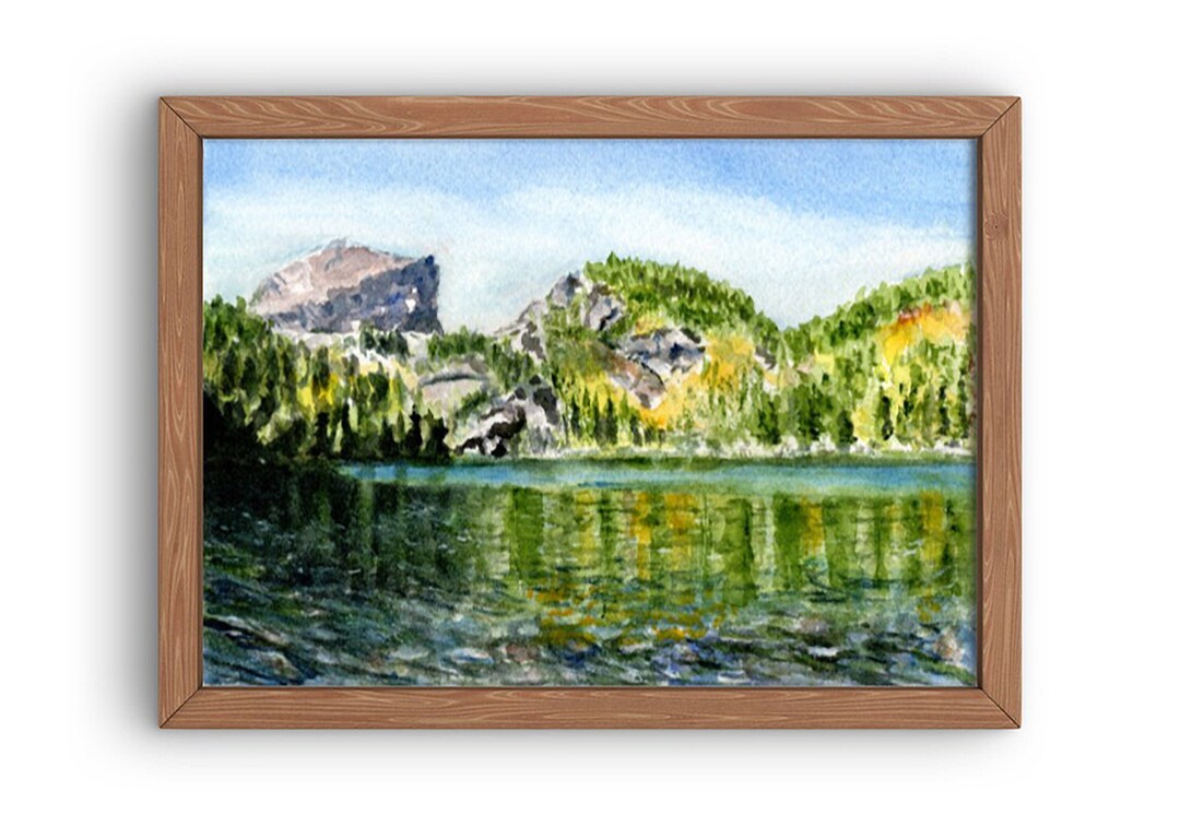 Bear Lake in Fall Colorado Watercolor Painting: Rocky Mountain ...