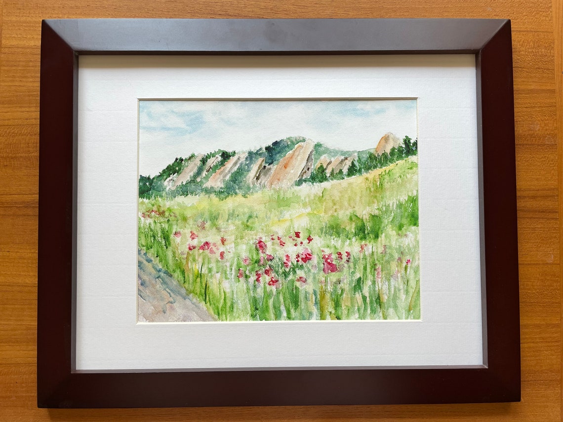 Boulder Flatirons in Spring Watercolor Giclée Print, Colorado Landscape ...